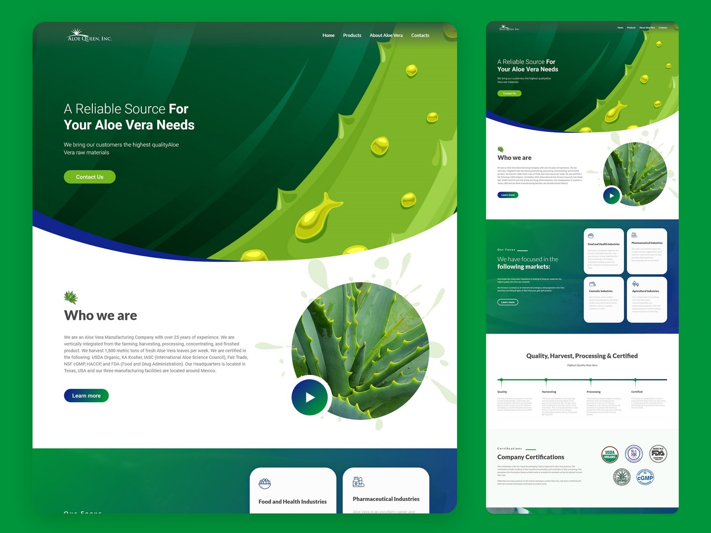 ui design for aloe vera gel business by Uitask - on Twine.